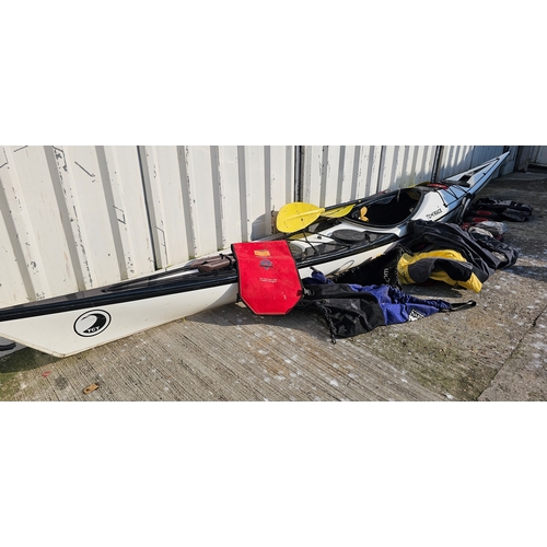 Xcite Tiderace sea kayak, c.2010, 5.4m, with two paddles and other ...