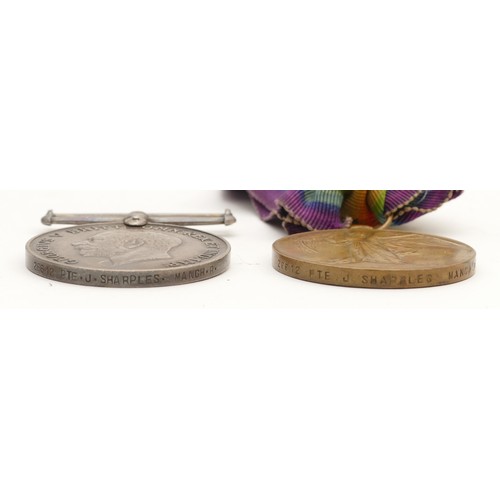 WWI pair of War and Victory medals, awarded to 26612 PTE. J. Sharples ...