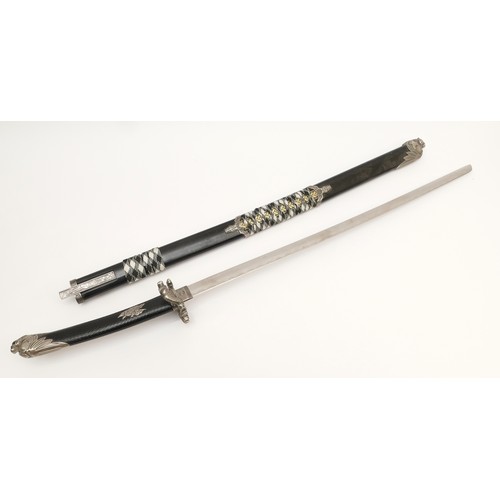 A modern reproduction of stainless steel katana, with scabbard, blade ...
