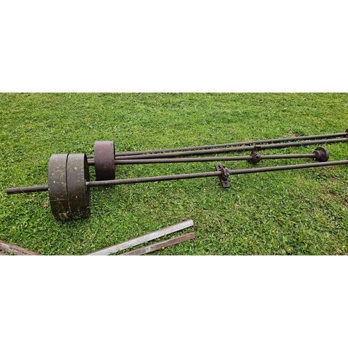 A quantity of line shaft equipment, including pulleys, shafts and fixings