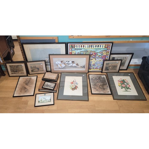 A collection of 20th century prints to include nine prints depicting ...