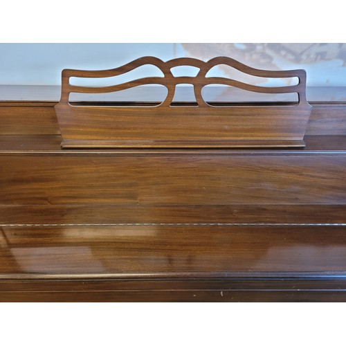 A Challen of London mahogany encased cast iron upright overstrung piano ...