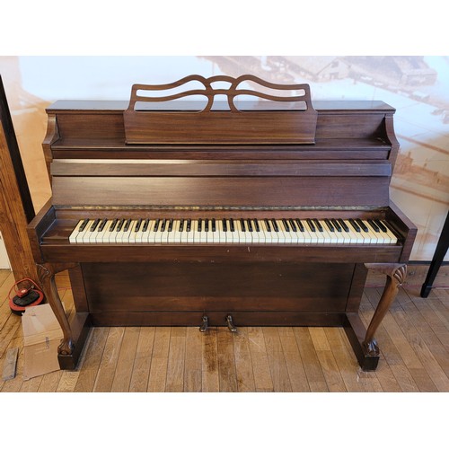 A Challen of London mahogany encased cast iron upright overstrung piano ...