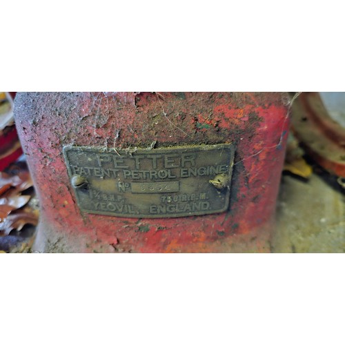 WITHDRAWN. A Petter 1 1/2hp stationary engine, project, serial number 5654.