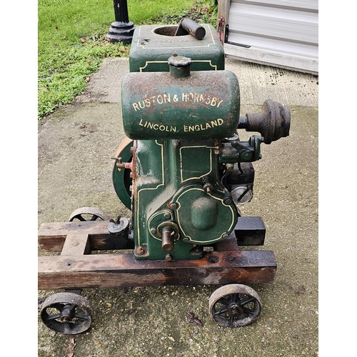 A Ruston & Hornsby PT stationary engine, serial number 272722, mounted ...