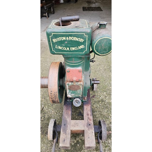 A Ruston & Hornsby PT stationary engine, serial number 272722, mounted ...