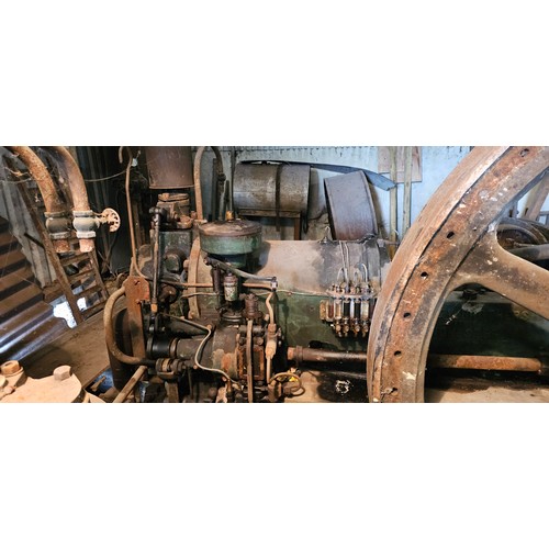 A Crossley twin cylinder, open crank horizontal stationary engine, with ...