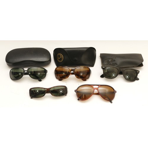 Ray-Ban; Five pairs of Ray-Ban sunglasses, three cased and two loose. (5)