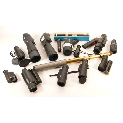 A collection of spotting scopes, makers to include, Bushnell, Zennox ...
