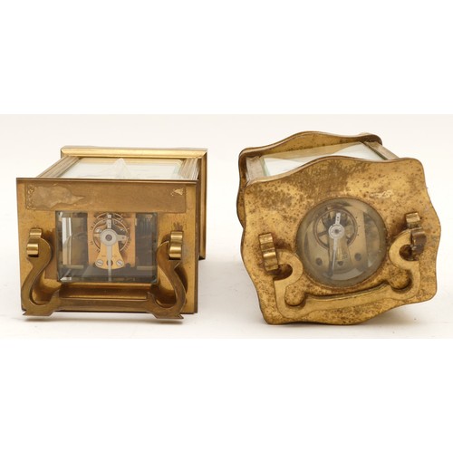 Three mid to late 20th century brass carriage clocks, housing eight day ...