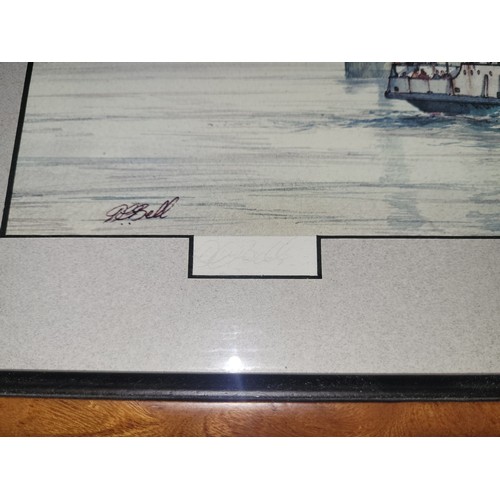 A set of five framed David Bell prints, signed lower right, 60x40cm ...