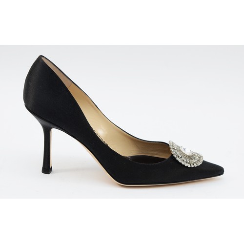 Jimmy Choo Boutique black satin 'Misha' court shoe with crystal ...