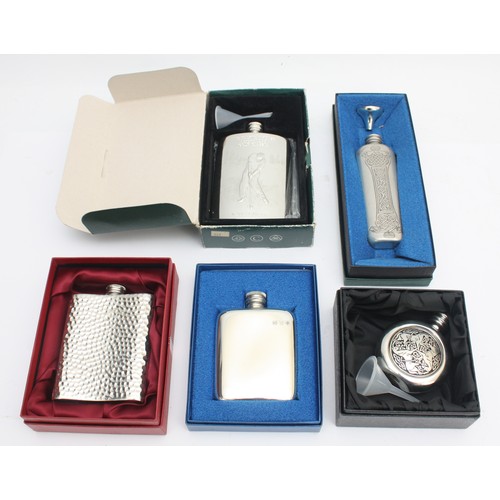 A collection of early 20th century and later hip flasks, to include pewter, steel and plated example