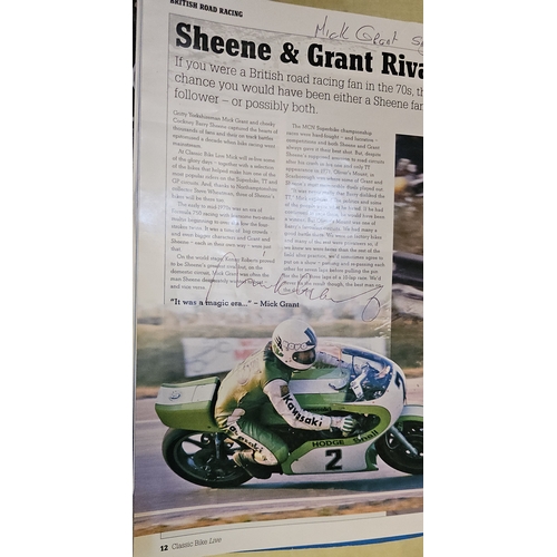 Various motorcycle books and magazines, to include Mick Grant signature