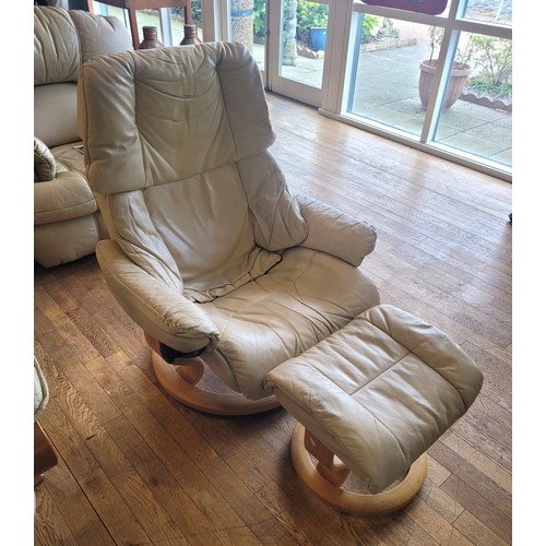 Ekornes 'Stressless' swivel recliner armchair, in cream leather with ...