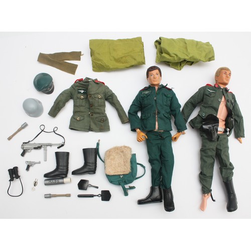 Two 1960s Palitoy 'Action Man' figures with flocked hair, one having ...