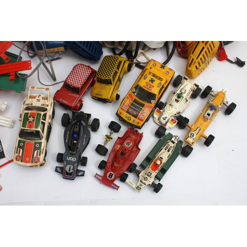 Scalextric; a large quantity of track, together with Playmobil racing ...