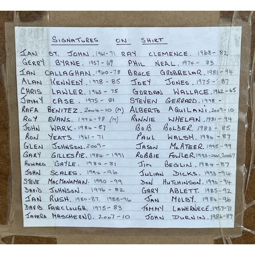 A framed Liverpool FC replica football shirt, 'Liverpool Legends, 1965 ...