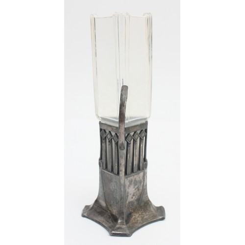 WMF, a Jugendstil silver plated two handled vase, with original glass ...