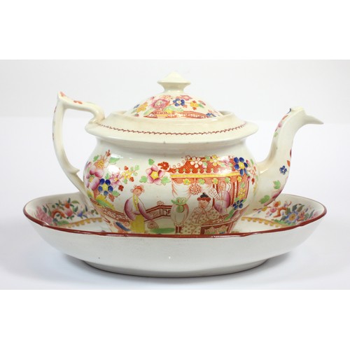 A Hilditch and Sons, c. 1820 porcelain teapot, Chinoiserie, H-19cm ...