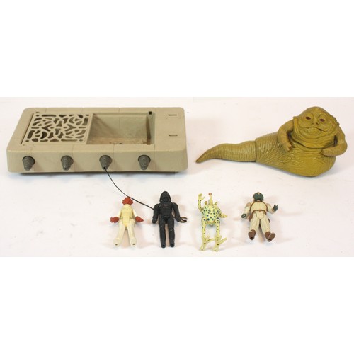 Star Wars figures, Kenner, Jabba the Hut and four small figures