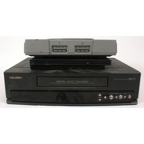 A Sony Playstation, a Sony PS2 and a Bush VHS player (3)