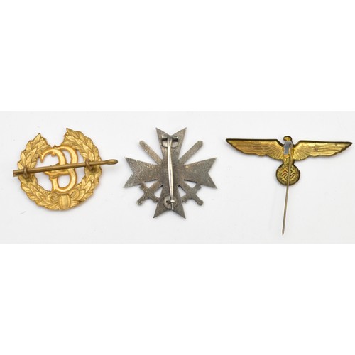 WWII German Third Reich War Merit, with swords, pin badge, together ...