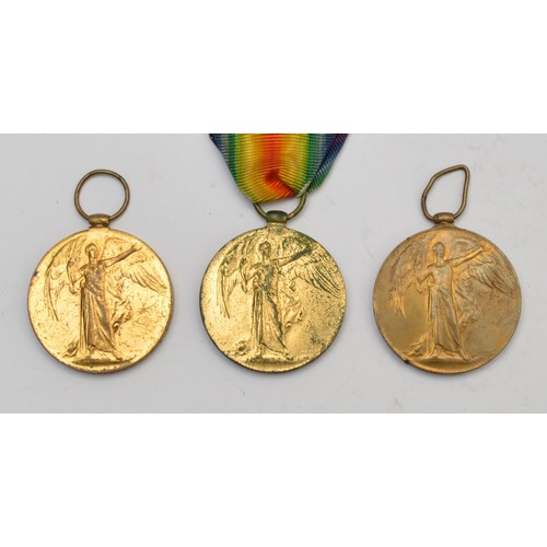 WWI Three Victory medals, presented to 18-396 CPL. H. Hall. W. York. R ...