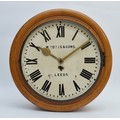 A 19th century oak fusee wall clock, the 14 inch dial painted with ...
