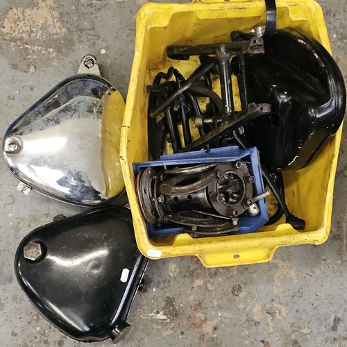 BSA B31, A7, A10 brake pedals, stand, two tool boxes, oil tanks and ...