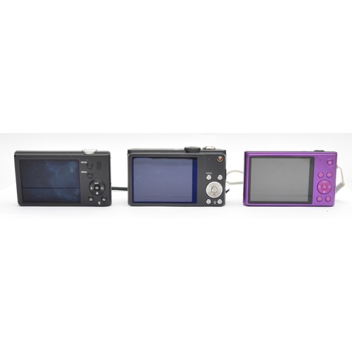 Three digital cameras, a boxed Samsung WB700, a Samsung PL221, and a ...