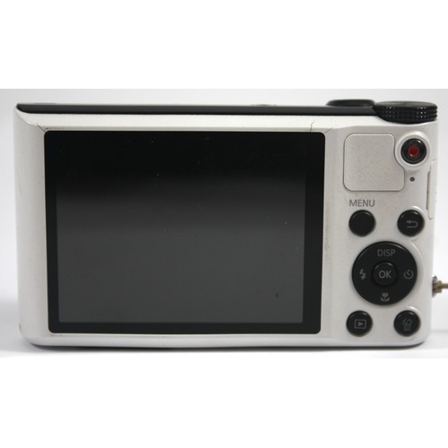 A Samsung WB150 digital camera, in white.