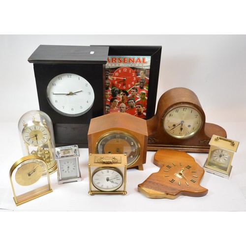 A collection of mid 20th century and later mantel clocks and carriage ...