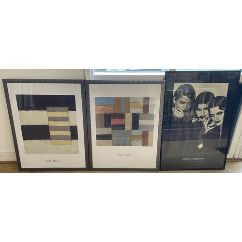 Two Sean Scully prints, 85 x 65cm together with a Peter Lindbergh ...