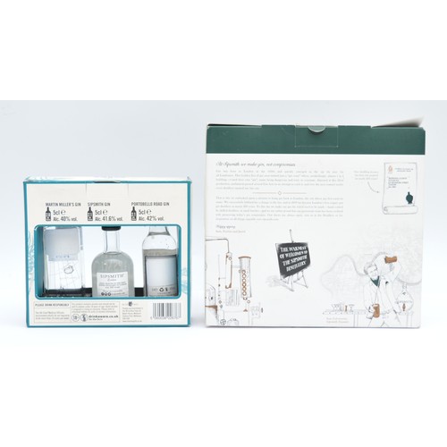 Two sealed miniature alcohol gift sets, a Premium Gin Selection ...