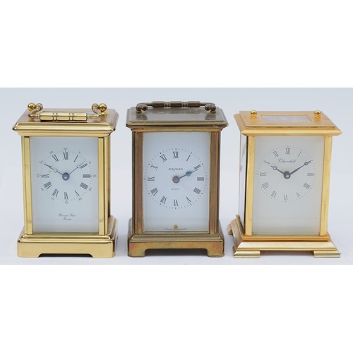 Three mid to late twentieth century brass cased carriage clocks, makers ...