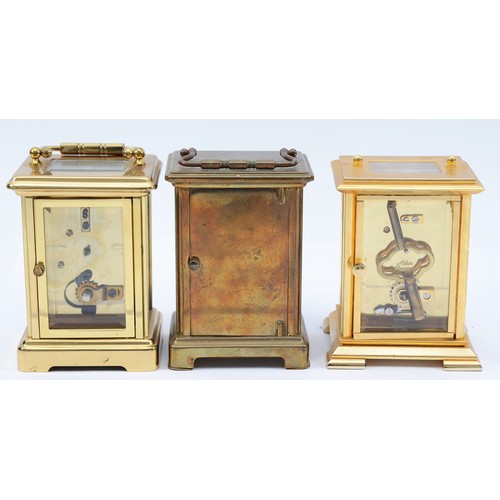 Three mid to late twentieth century brass cased carriage clocks, makers ...