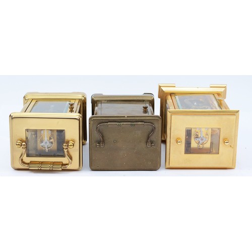 Three mid to late twentieth century brass cased carriage clocks, makers ...