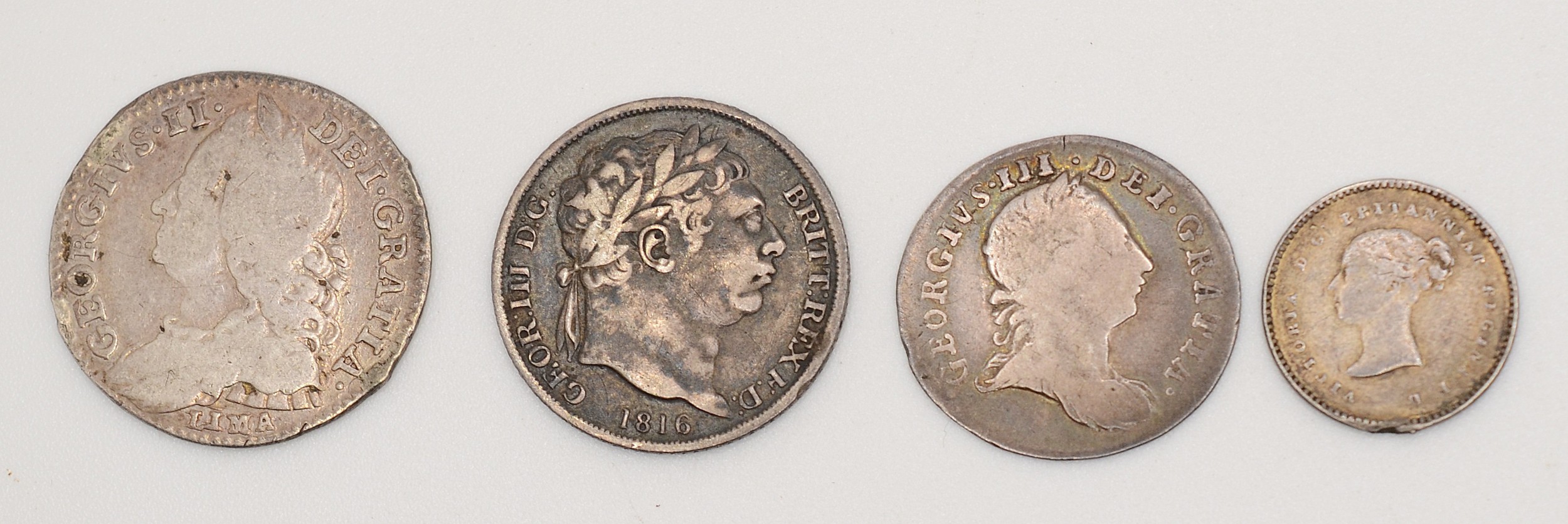 George III silver LIMA sixpence, 1746, 2.8gm, A George III silver 3D ...