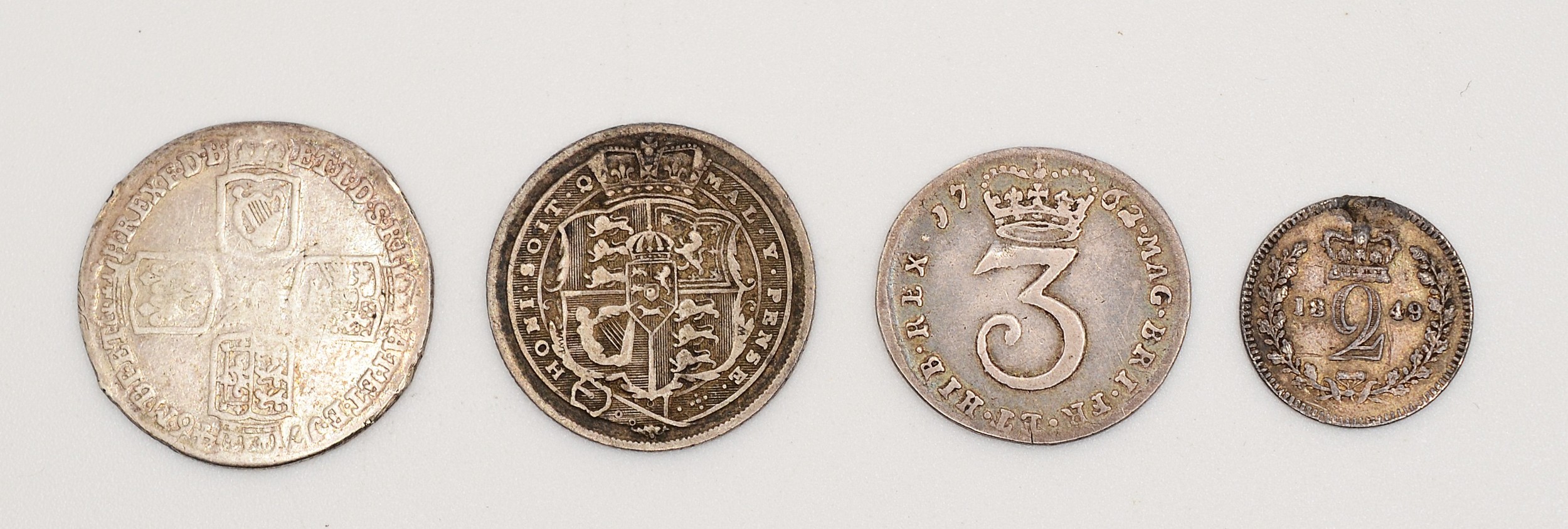 George III silver LIMA sixpence, 1746, 2.8gm, A George III silver 3D ...