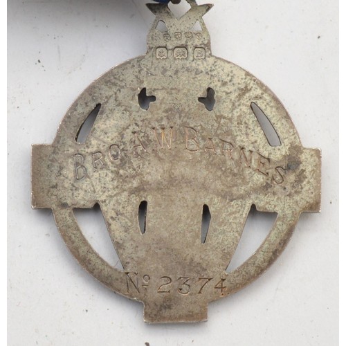 A silver 1914-1918 Masonic Hallstone jewel, presented to 'BRO. A. W ...