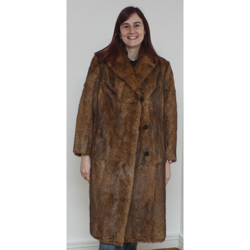 Red/brown lined button front fur coat, size 38" chest x 44" Length ...