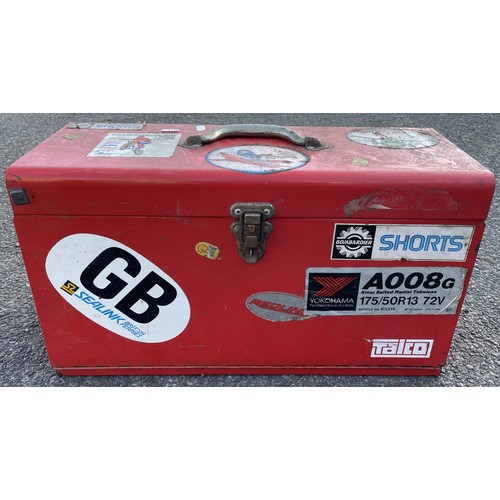 A collection of general tools in a Talco metal toolbox, to include ...