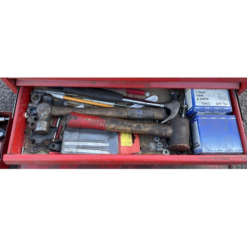 A collection of general tools in a Talco metal toolbox, to include ...