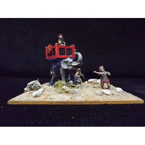 Roman War Elephant Miniature Diorama. Painted Metal Figures mounted ...
