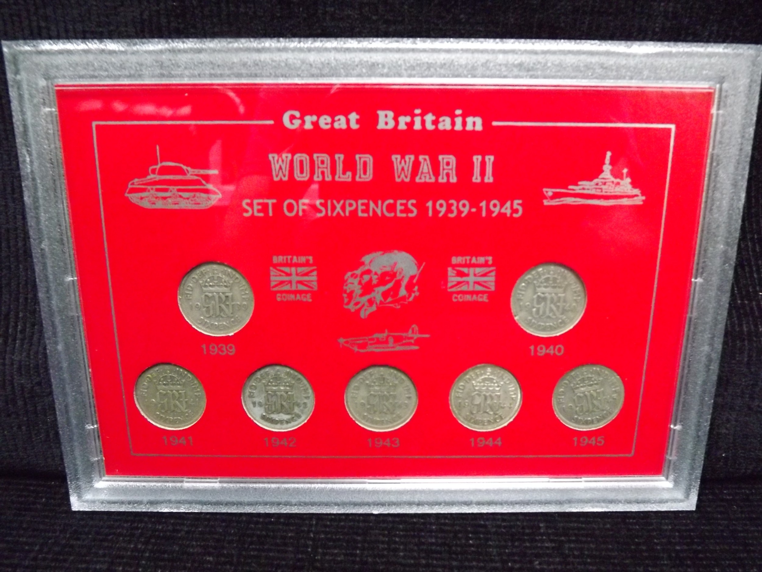 Royal Mint - World War II Great Britain Used Coin Set. Sixpences 1939-1945