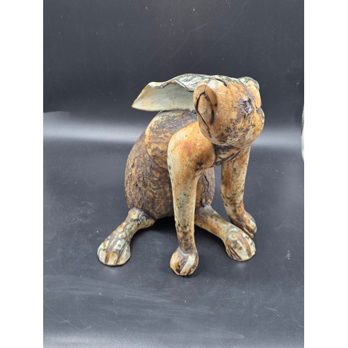 Two large art pottery hares by artist Jan Beeny - the tallest being 40cm