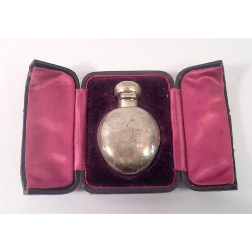 A Victorian silver scent bottle in fitted leather case, Birmingham 1872 ...