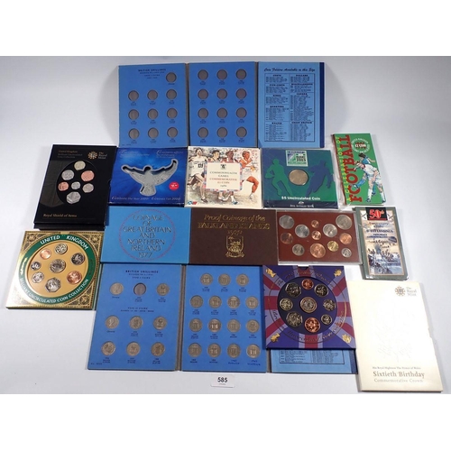 A box of proof coin sets and commemoratives