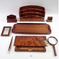 A collection of burr walnut treen correspondence and desk items ...